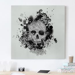 Bilderwelten Leinwandbild originell modern Graffiti weiss - Skull - Wandbild XXL Wohnzimmer Schlafzimmer