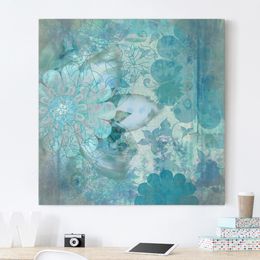 Bilderwelten Leinwandbild - Quadrat Winterblumen