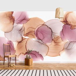 Bilderwelten Fototapete Vliestapete modern Aquarell violett - Herbstschwingungen in Purpur und Kupfer - Deko Wohnzimmer Schlafzimmer