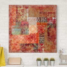 Bilderwelten Leinwandbild Spr&uuml;che Vintage Kunstdruck rot - Schriftmuster - Retro XXL Wohnzimmer Schlafzimmer