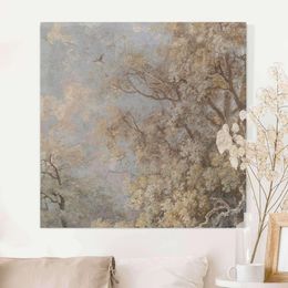 Bilderwelten Leinwandbild Abstrakt Kunstdruck braun - Verwunschener Wald am Morgen - Wandbild XXL Wohnzimmer Schlafzimmer