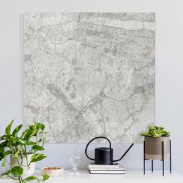 Bilderwelten Leinwandbild Weltkarte Vintage Kunstdruck grau - New York Stadtplan - Karten XXL Wohnzimmer Schlafzimmer