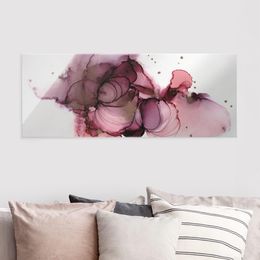 Bilderwelten Glasbild originell modern violett Glas Wandbild - Flie&szlig;ende Reinheit in Violett - Deko Wohnzimmer Schlafzimmer