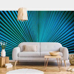 Bilderwelten Fototapete Tropische Pflanzen Palmenblatt in T&uuml;rkis II Tropisch,Landschaft Palme,Botanik Wohnzimmer,Vliestapete inkl. Kleister oder selbstklebend