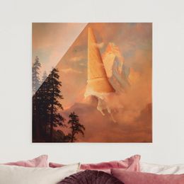 Bilderwelten Glasbild Natur Vintage rosa Glas Wandbild - Eisberg - Landschaft Wohnzimmer Schlafzimmer