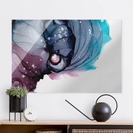 Bilderwelten Glasbild originell modern blau Glas Wandbild - Linien im Nachtblauen Kokon - Deko Wohnzimmer Schlafzimmer