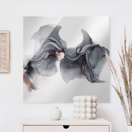 Bilderwelten Glasbild originell modern grau Glas Wandbild - Schwarze Medusa mit Kupferglanz - Deko Wohnzimmer Schlafzimmer