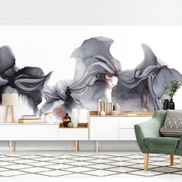 Bilderwelten Fototapete originell modern Wandtapete grau - Schwarze Medusa mit Kupferglanz - Deko Wohnzimmer Schlafzimmer
