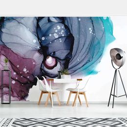 Bilderwelten Fototapete originell modern Aquarell blau - Linien im Nachtblauen Kokon - Deko Wohnzimmer Schlafzimmer