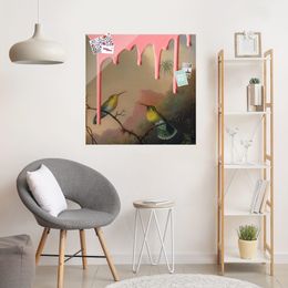 Bilderwelten Glasbild Tiere Vintage gr&uuml;n Glas Wandbild - Farbzensur I - Lustig Wohnzimmer Schlafzimmer