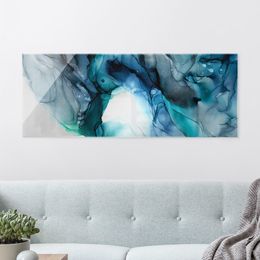 Bilderwelten Glasbild originell modern blau Glas Wandbild - Herabfallende Regenwolken - Deko Wohnzimmer Schlafzimmer