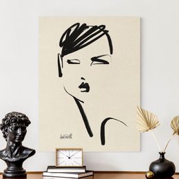 Bilderwelten Leinwandbild Portrait mit schwarzem Pinsel II