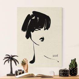 Bilderwelten Leinwandbild Portrait mit schwarzem Pinsel