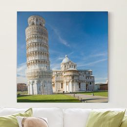 Bilderwelten Leinwandbild Stadt Motiv Kunstdruck beige - Der schiefe Turm von Pisa - Italien XXL Wohnzimmer Schlafzimmer