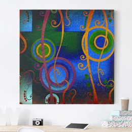 Bilderwelten Leinwandbild originell Abstrakt Kunstdruck blau - Expression - Wandbild XXL Wohnzimmer Schlafzimmer