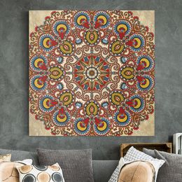 Bilderwelten Leinwandbild - Quadrat Farbiges Mandala
