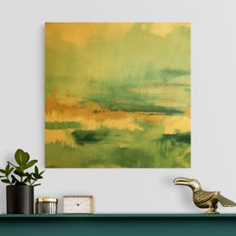 Bilderwelten Leinwandbild originell modern Aquarell t&uuml;rkis - Blauer Safran - Wandbild XXL Wohnzimmer Schlafzimmer