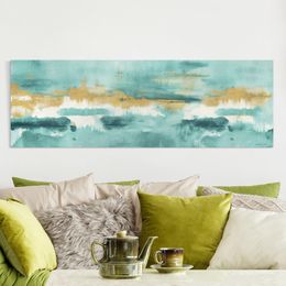 Bilderwelten Leinwandbild originell modern Aquarell t&uuml;rkis - Blauer Safran - Wandbild XXL Wohnzimmer Schlafzimmer
