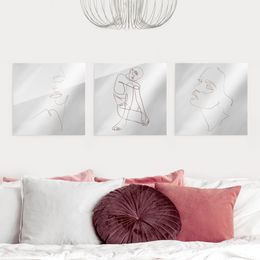 Bilderwelten Glasbild originell Line Art beige Glas Wandbild - Line Art Frau Beige - Deko Wohnzimmer Schlafzimmer