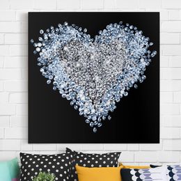 Bilderwelten Leinwandbild Liebe Motiv Kunstdruck Leinwanddruck - Diamant Herz - Wandbild XXL Wohnzimmer Schlafzimmer