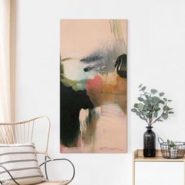 Bilderwelten Leinwandbild originell Abstrakt Kunstdruck beige - Tiefer Bach - Wandbild XXL Wohnzimmer Schlafzimmer