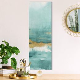 Bilderwelten Leinwandbild originell modern Aquarell t&uuml;rkis - Blauer Safran - Wandbild XXL Wohnzimmer Schlafzimmer