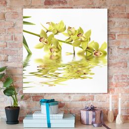 Bilderwelten Leinwandbild - Quadrat Elegant Orchid Waters