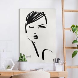 Bilderwelten Leinwandbild originell Abstrakt Kunstdruck schwarz weiss - Portrait mit schwarzem Pinsel II - Wandbild XXL Wohnzimmer Schlafzimmer