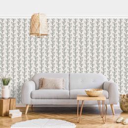 Bilderwelten Fototapete Vliestapete Tropisch Wandtapete schwarz - Nat&uuml;rliches Muster Rankenlinien Schwarz - Deko Wohnzimmer Schlafzimmer