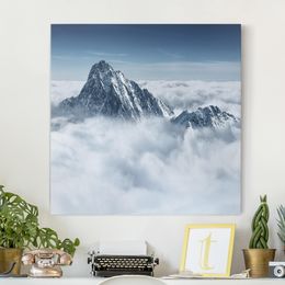Bilderwelten Leinwandbild - Quadrat Die Alpen &uuml;ber den Wolken