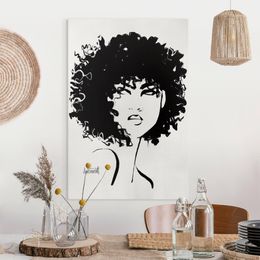 Bilderwelten Leinwandbild originell Abstrakt Kunstdruck schwarz weiss - Portrait mit schwarzem Pinsel III - Wandbild XXL Wohnzimmer Schlafzimmer