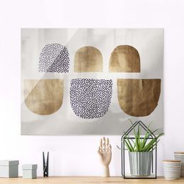 Bilderwelten Glasbild originell Abstrakt gold Glas Wandbild - Geometrischer Halbkreis III - Deko Wohnzimmer Schlafzimmer
