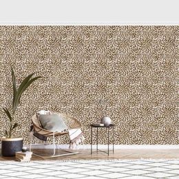Bilderwelten Fototapete Vliestapete Abstrakt Wandtapete braun - Nat&uuml;rliches Muster Blumen in Braun - Deko Wohnzimmer Schlafzimmer