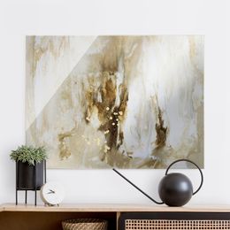 Bilderwelten Glasbild originell Abstrakt gold Glas Wandbild - Goldener Treibsand II - Deko Wohnzimmer Schlafzimmer