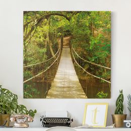 Bilderwelten Leinwandbild - Quadrat Dschungelbr&uuml;cke