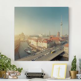 Bilderwelten Leinwandbild - Quadrat Berlin am Morgen