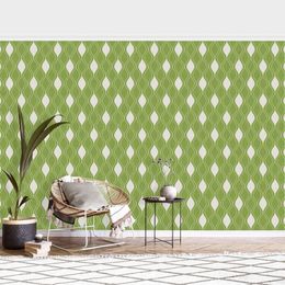 Bilderwelten Fototapete Vliestapete Vintage Wandtapete gr&uuml;n - Retro Muster mit gl&auml;nzenden Tropfen in hellgr&uuml;n - Geometrisch Wohnzimmer Schlafzimmer