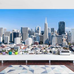 Bilderwelten Fototapete Stadt Motiv Wandtapete blau - San Francisco Skyline - Architektur Wohnzimmer Schlafzimmer