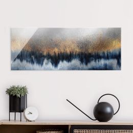 Bilderwelten Glasbild originell Abstrakt gold Aquarell - Goldener Horizont - Deko Wohnzimmer Schlafzimmer