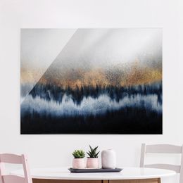 Bilderwelten Glasbild originell Abstrakt gold Aquarell - Goldener Horizont - Deko Wohnzimmer Schlafzimmer