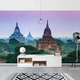 Bilderwelten Fototapete Natur Motiv Wandtapete gr&uuml;n - Sakralgeb&auml;ude in Bagan - Asia Wohnzimmer Schlafzimmer