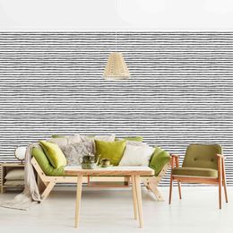 Bilderwelten Fototapete Vliestapete modern Wandtapete schwarz weiss - Schwarze Tusche Linienmuster - Deko Wohnzimmer Schlafzimmer