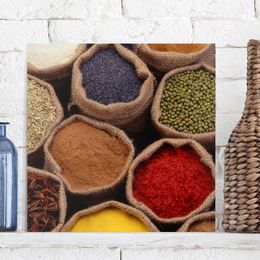 Bilderwelten Leinwandbild Kulinarisch Motiv Kunstdruck Leinwanddruck - Colourful Spices - Gew&uuml;rze & Kr&auml;uter XXL K&uuml;che