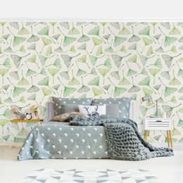 Bilderwelten Fototapete Vliestapete Tropisch Wandtapete gr&uuml;n - Gingkobl&auml;tter in Gr&uuml;nt&ouml;nen - Pflanzen Wohnzimmer Schlafzimmer