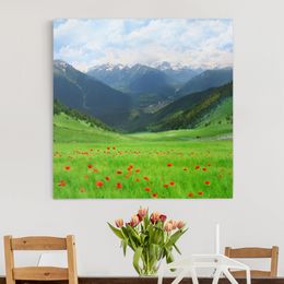Bilderwelten Leinwandbild - Quadrat Alpenwiese