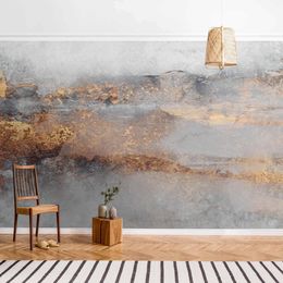 Bilderwelten Fototapete originell Abstrakt Wandtapete grau - Gold-Grauer Nebel - Deko Wohnzimmer Schlafzimmer