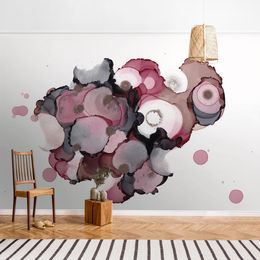 Bilderwelten Fototapete originell Abstrakt Aquarell rosa - Pink-Beige Tropfen mit Ros&eacute;gold - Deko Wohnzimmer Schlafzimmer