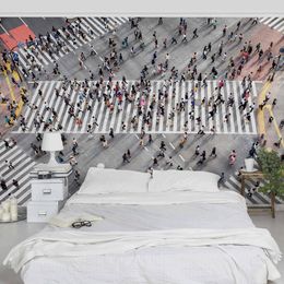 Bilderwelten Fototapete Stadt Motiv Wandtapete grau - Shibuya Crossing in Tokio - Japan Wohnzimmer Schlafzimmer