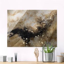 Bilderwelten Glasbild originell Abstrakt gold Glas Wandbild - Goldener Treibsand I - Deko Wohnzimmer Schlafzimmer
