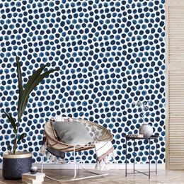 Bilderwelten Fototapete Gro&szlig;e Aquarell Polkadots in Indigo